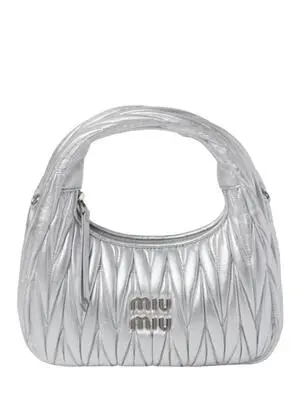 Miu Miu Matelassé Zipped Handbag - Silver