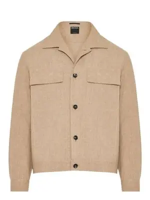 Zegna Long Sleeved Buttoned Overshirt - Nude