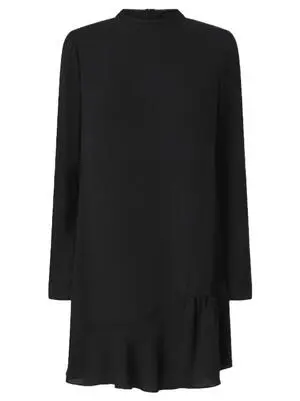 Pinko Arancino Ruffled Crewneck Mini Dress - Black