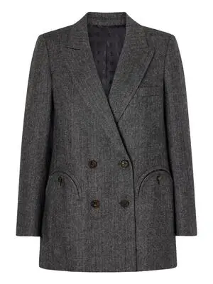 BLAZÉ MILANO Blaze Milano Double-Breasted Virgin Wool Blend Blazer Black
