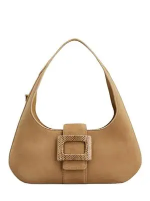 ROGER VIVIER Belle Vivier Mini Hobo Bag In Suede - Camel
