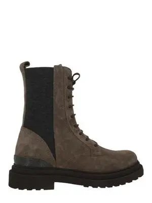 Brunello Cucinelli Lace-up Monili-trim Boots - Black