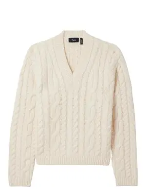 Theory Cable-knit Wool And Cashmere-blend Sweater - Ivory