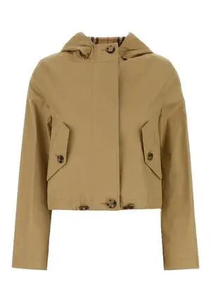 Burberry Short Gabardine Parka With Hood - Green