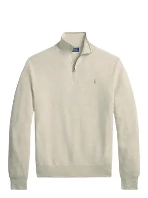Polo Ralph Lauren Mesh-knit Quarter-zip Sweater - Nude