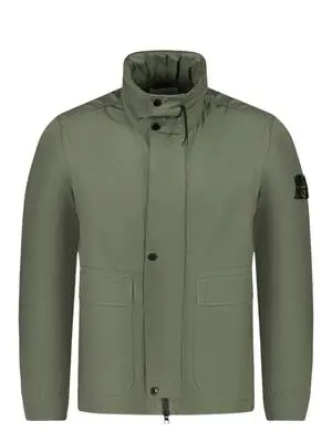 Stone Island Logo Patch Stand Collar Jacket - Moss Green