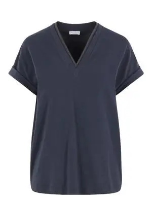 BRUNELLO CUCINELLI Brunello Cucinelli V-Neck T-Shirt With Rolled Cuffs