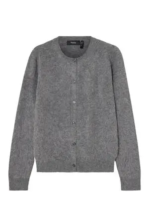 Theory Brushed Cashmere Cardigan - Charcoal-grey