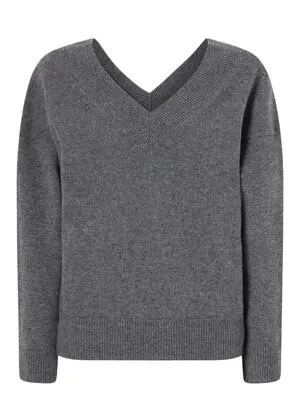 TOM FORD Off-shoulder V-neck Knitted Sweater - Grey