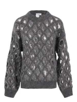 Brunello Cucinelli Long Sleeve Knitwear With Sequins - Gray