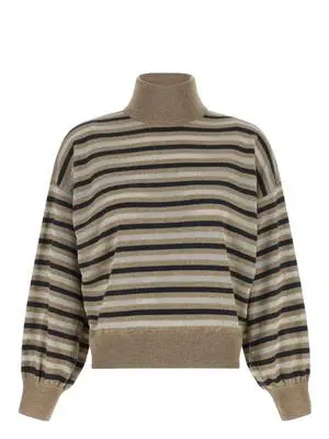 Brunello Cucinelli Striped Lamé-knit Sweater - Multi-color