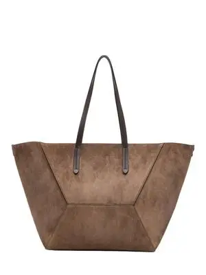 Brunello Cucinelli Suede Panel Tote Bag - Caramel Brown