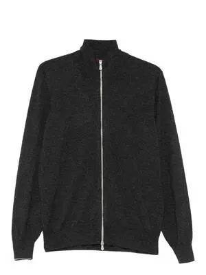 Brunello Cucinelli Brunello Cucinelli High-Neck Zip-Up Cardigan Charcoal-grey