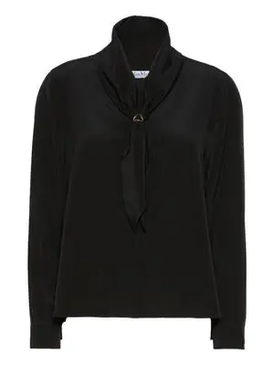 Max Mara Long-sleeved Shirt With Bow Detail - Black