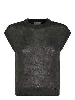 Brunello Cucinelli Knitted Top - Charcoal-grey
