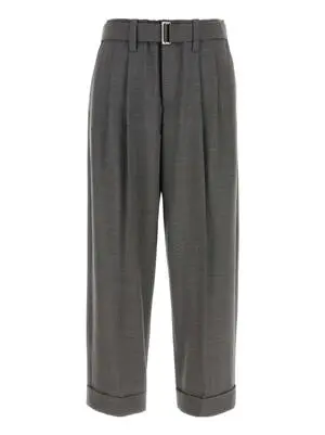 Brunello Cucinelli Belted Pleated Trousers - Grey