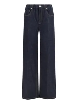 Brunello Cucinelli Contrast Stitch Wide-leg Jeans - Black
