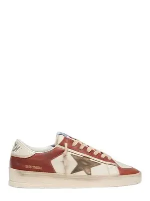 GOLDEN GOOSE Stardan Leather Sneakers - White And Brick Red