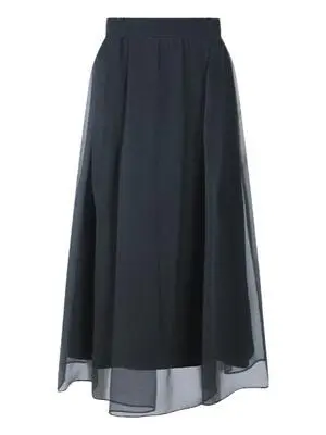 Brunello Cucinelli Flared Midi Skirt - Black