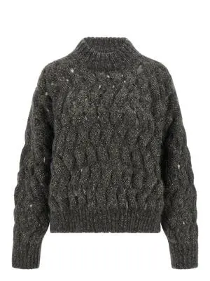 Brunello Cucinelli Dazzling Waves Mohair Blend Sweater - Black