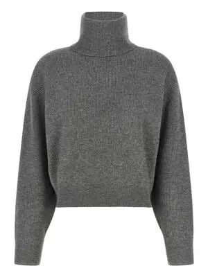 Brunello Cucinelli Monile Ribbed High Neck Sweater - Grey