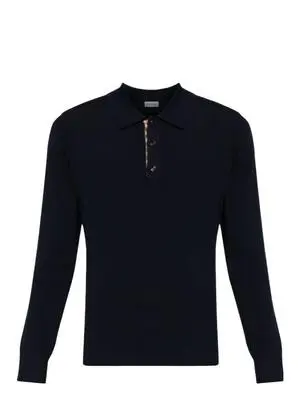 Burberry Long Sleeved Knitted Polo Shirt - Black