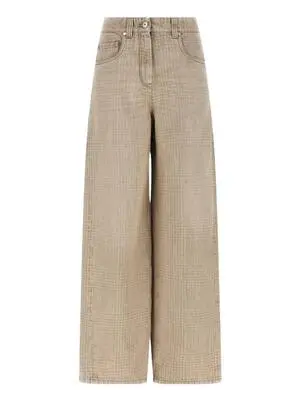 Brunello Cucinelli Monile-detail Wide Barrel Jeans - Beige