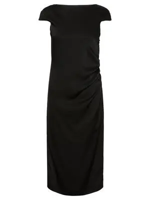 Max Mara Short-sleeved Boatneck Dress With Side Slit - Black