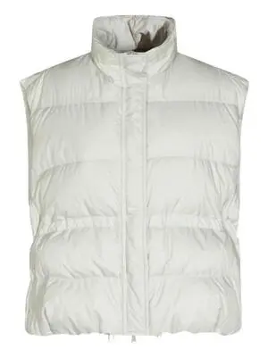 Brunello Cucinelli Padded High Neck Zip Up Vest - White