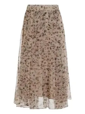 Brunello Cucinelli Flared Midi Skirt - Brown