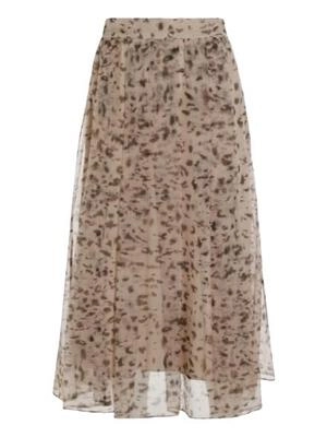 Brunello Cucinelli Brunello Cucinelli Flared Midi Skirt Brown