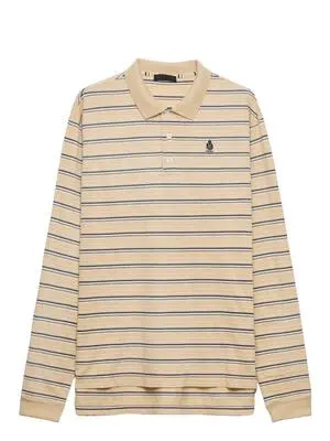 Prada Striped Long Sleeved Polo Shirt - Desert Blue/royal Blue