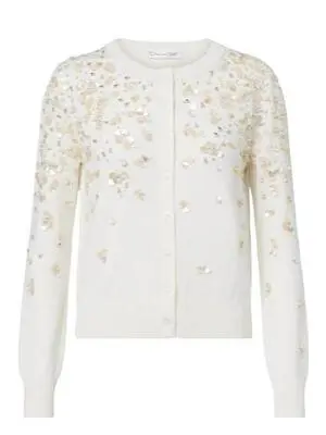 OSCAR DE LA RENTA Oscar De La Renta Embellished Virgin Wool Cardigan