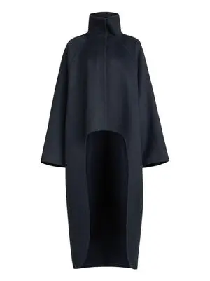 Alaïa Asymmetrical Double Face Cashmere Coat - Midnight Blue