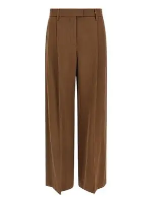 Brunello Cucinelli Brunello Cucinelli Pleated Wide Leg Trousers Brown