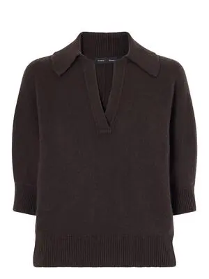 Proenza Schouler Vella Cashmere Polo Collar Sweater - Brown