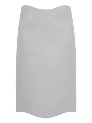 Alaïa Curved Wool Crepe Mini Skirt - Grey