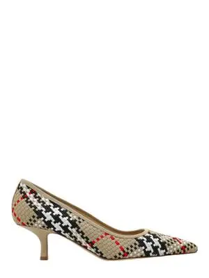 Burberry Checked High Heel Pumps - Sand Ip Check
