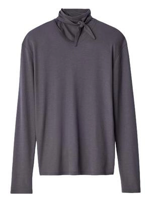 LEMAIRE Tie-detailed Long Sleeve T-shirt - Basalt