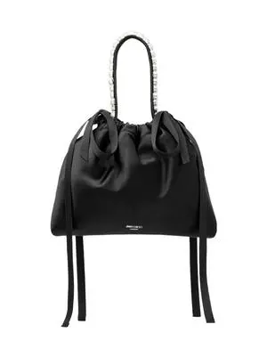 JIMMY CHOO Crystal-embellished Drawstring Bucket Bag - Black/black/silver