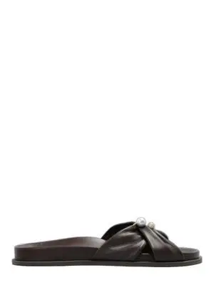 JIMMY CHOO Open-toe Crossover Flat Sandals - Black