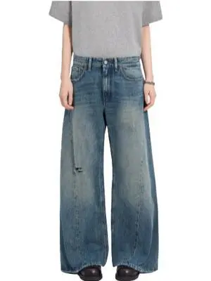 MAISON MARGIELA Distressed Wide Leg Jeans - Dark Blue