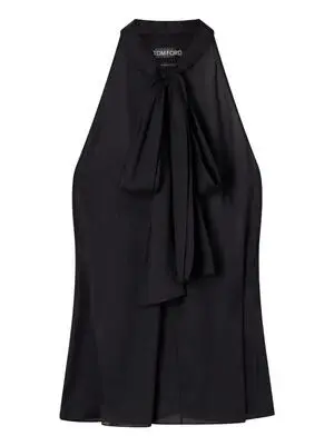 TOM FORD Halterneck Top With Front Bow Detail - Black
