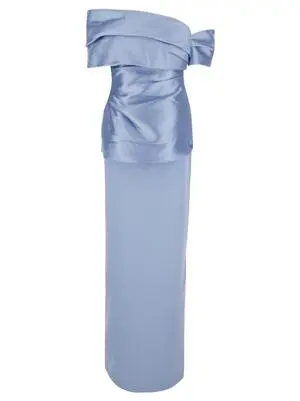 Solace London Lucine Off-shoulder Long Dress - Light Blue