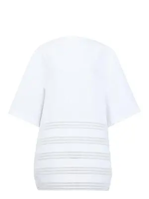 Alaïa Round Neck Poplin Dress With Cutout Detail - White