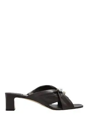 JIMMY CHOO Open Toe Block Heel Sandals - Chocolate-colored