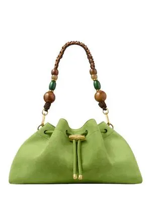 JIMMY CHOO Cinch Medium Shoulder Bag With Beaded Handle - Clover/golden