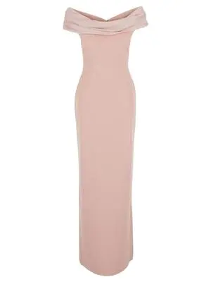 Solace London Adele Off-shoulder Maxi Dress - Pale Pink