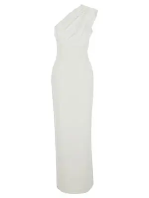 Solace One-shoulder Draped Long Dress - Cream