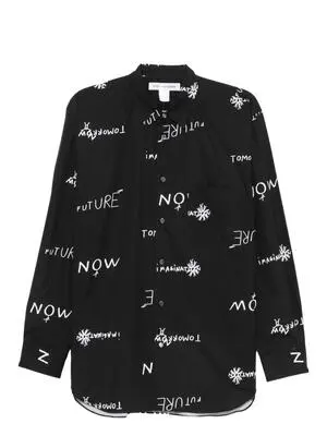 Comme Des Garçons Text-print Shirt - Black